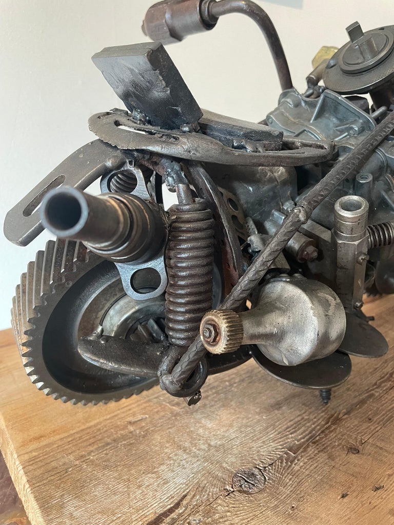 Late 20th Century Contemporary Metal Assemblage Racing Motorcycle ...