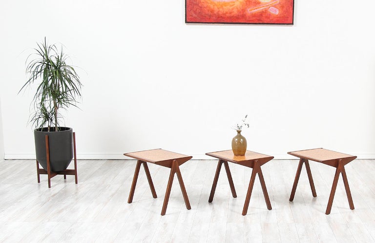 Bob Roukema Cork Top Nesting Tables for Jon Jansen at 1stDibs