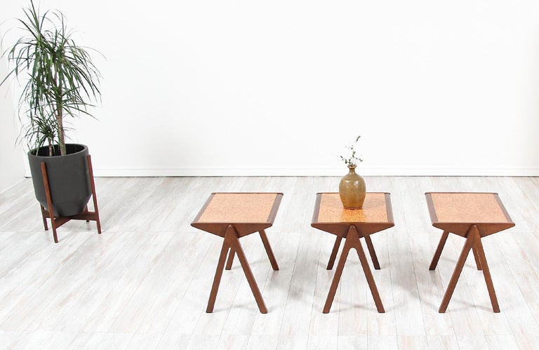 Bob Roukema Cork Top Nesting Tables for Jon Jansen at 1stDibs