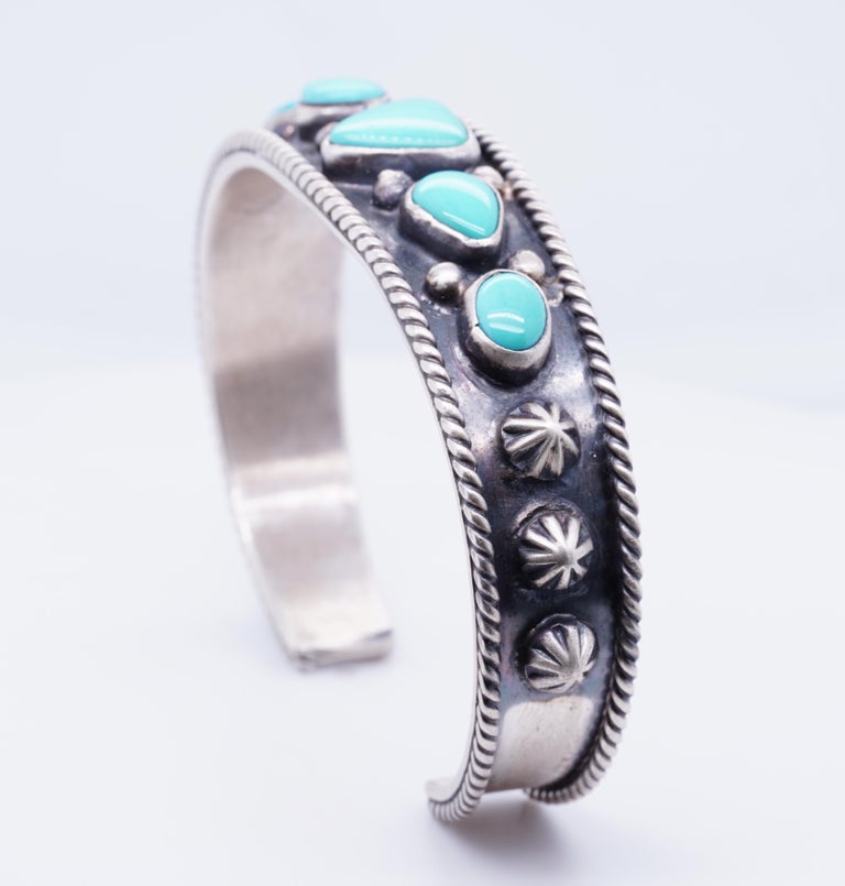 Bobby Johnson Sleeping Beauty Vintage Navajo Sterling and Blue ...