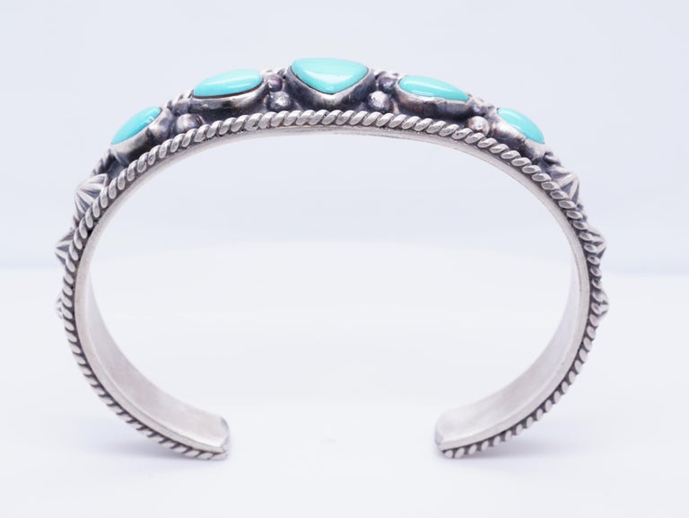 Bobby Johnson Sleeping Beauty Vintage Navajo Sterling and Blue ...