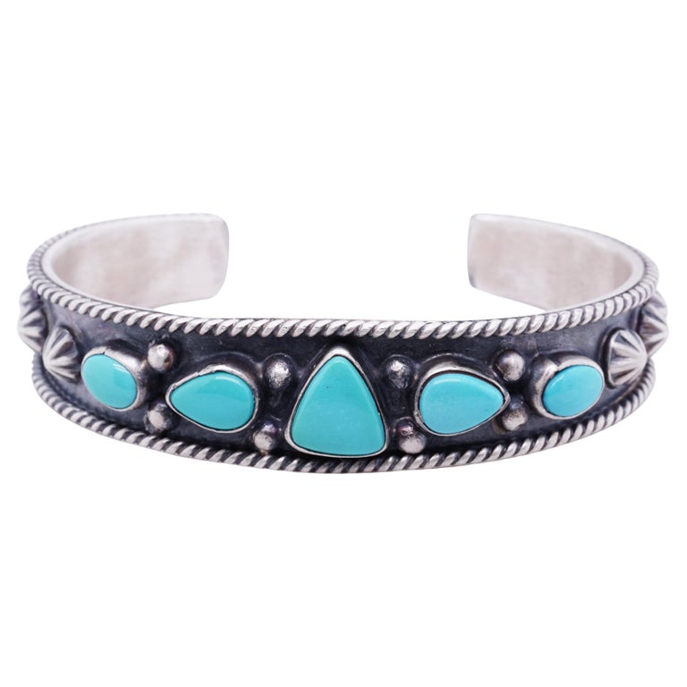 Bobby Johnson Sleeping Beauty Vintage Navajo Sterling and Blue ...