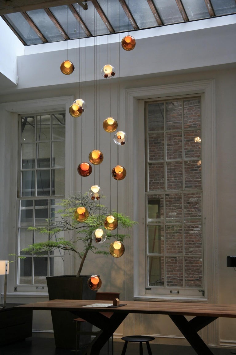 Bocci 28.16 Random Chandelier with 16 Color Globes/Square or Rectangular Canopy For Sale at 1stDibs