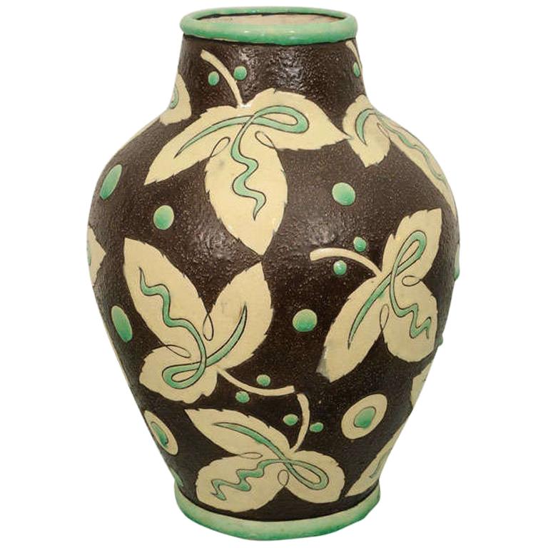 Boch Ceramic Vase by Raymond Chevalier For Sale at 1stDibs