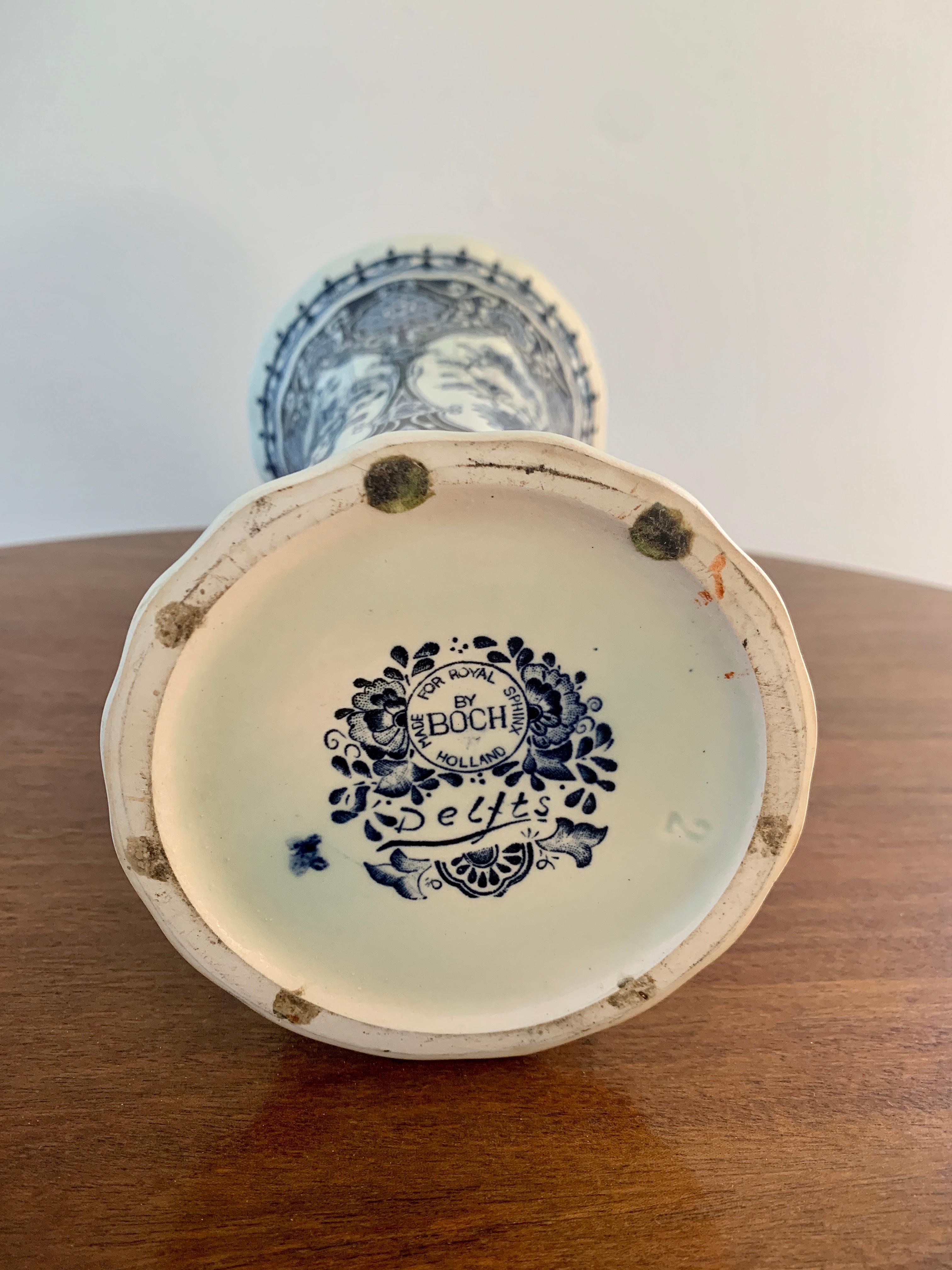 Boch Delfts Blue and White Vase, Mid-20th Century at 1stDibs