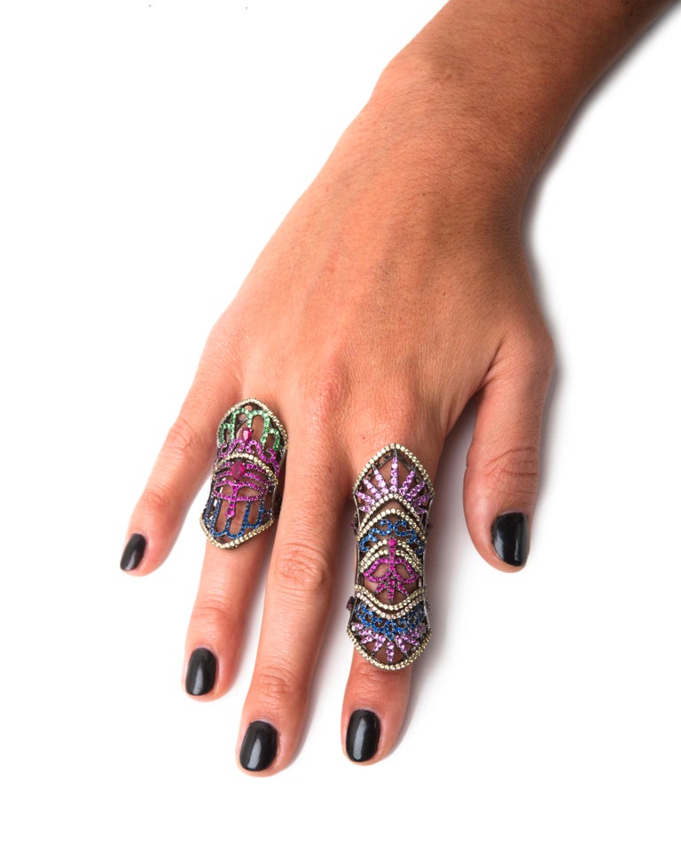 Bochic “Aztec” Long Mask Crown Ring For Sale at 1stDibs