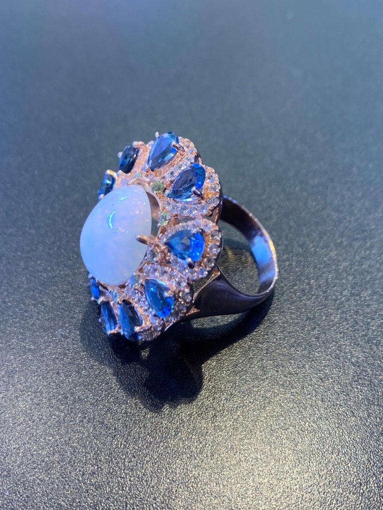 Bochic Candy Cocktail Ring, Opal, London Blue Topaz, Silver and 22k ...