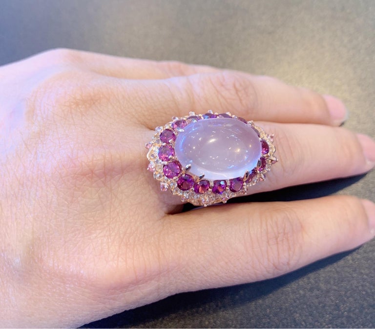 Bochic “Capri” Candy Cocktail Ring, Rose Quartz, Amethyst and White ...