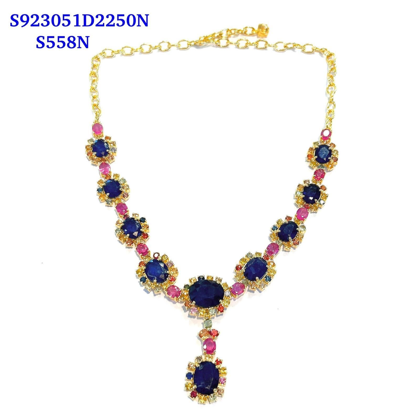 Bochic “Capri” Blue, Multi Sapphire and Ruby Necklace Set 18K Gold and ...