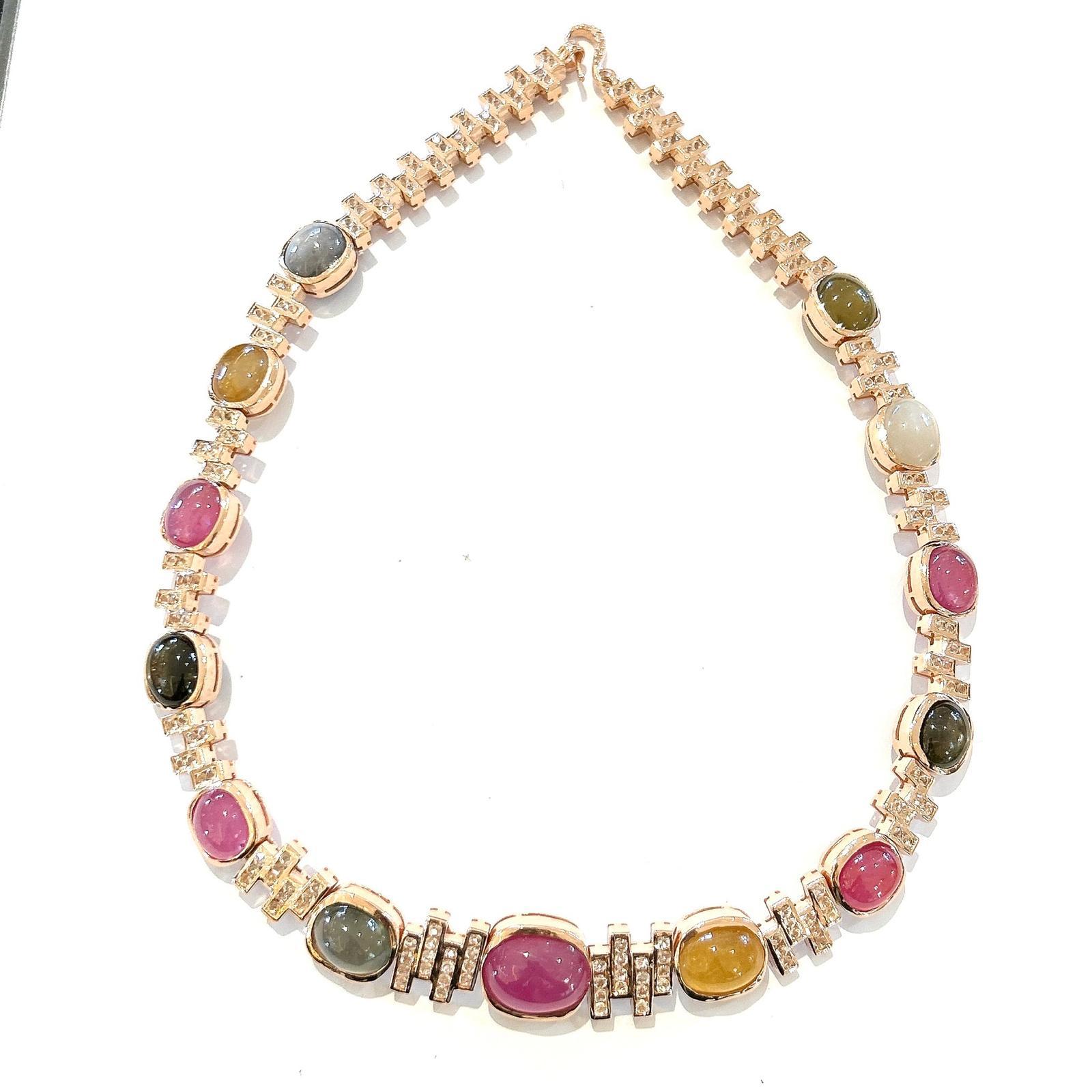 Bochic “Capri” Red Ruby and Fancy Color Sapphire Necklace Set in 18K ...