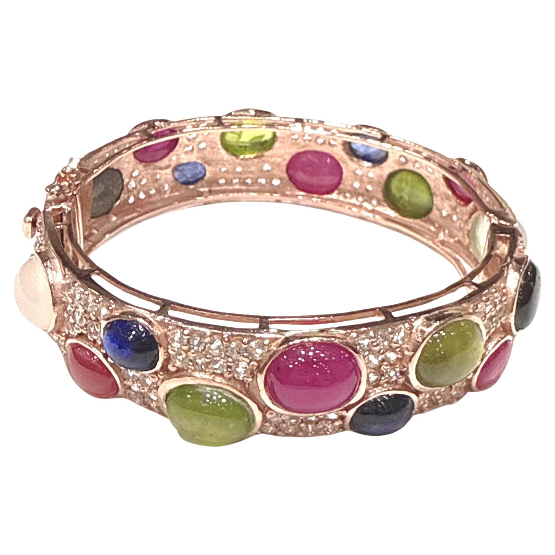 Bochic “Capri” Purple Amethyst and Multi Color Sapphires Cuff Set In ...