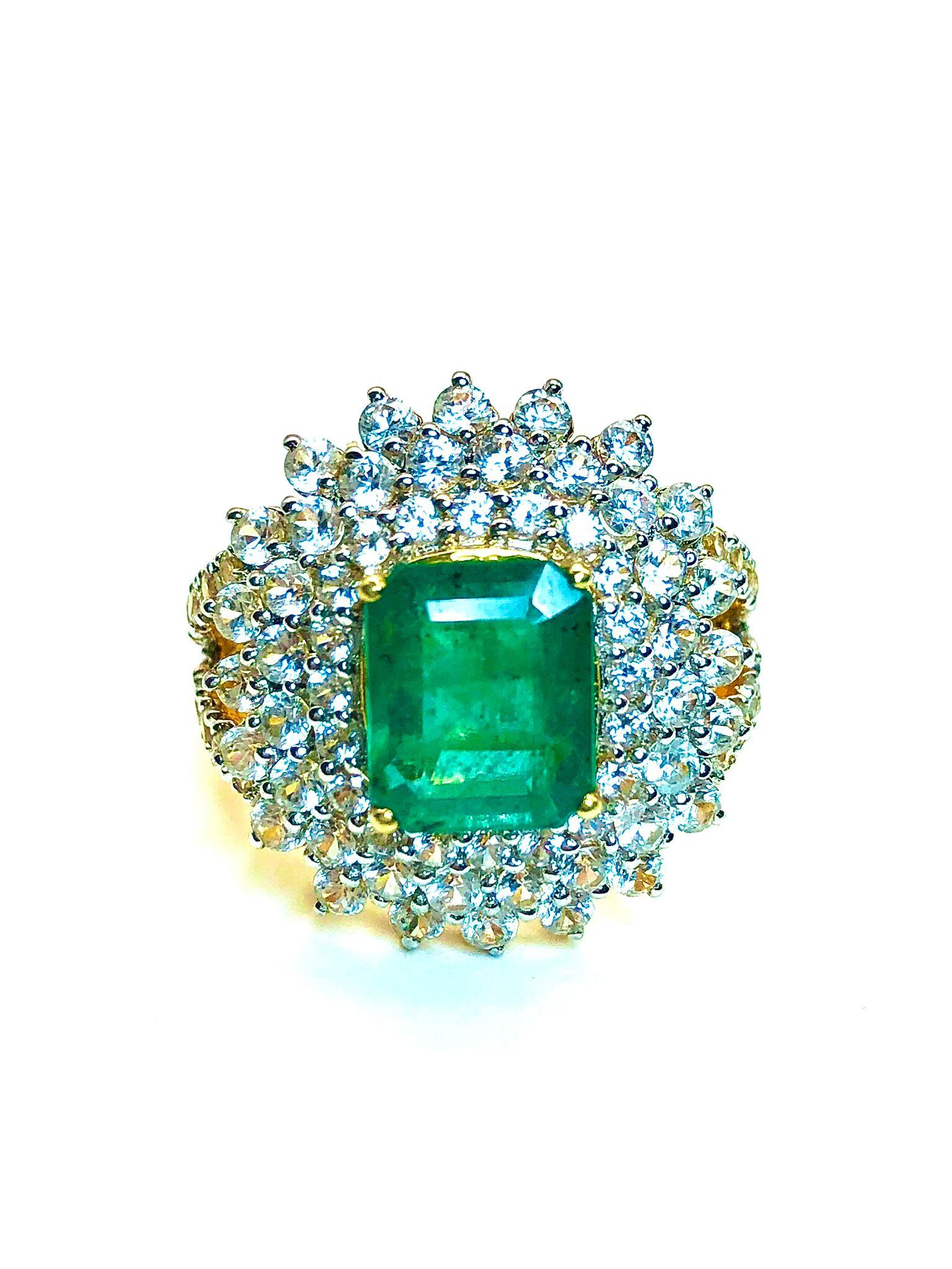 Bochic “Capri” Vintage Diamond and Emerald Vintage Ring Set 18K Gold ...