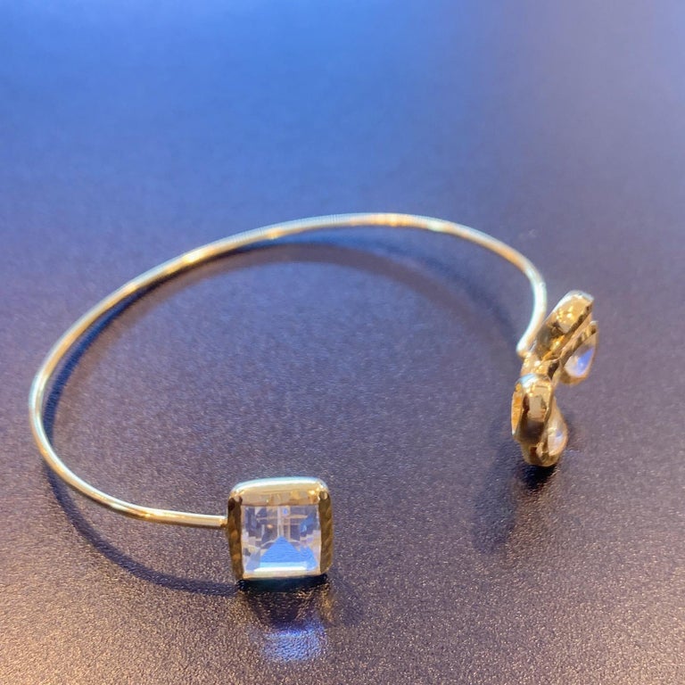 Bochic ‘Jungle’ Gold and Silver White Topaz Bangle For Sale at 1stDibs
