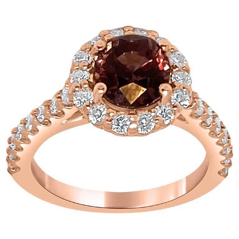 Bochic Red Sapphire and Diamond Cluster Ring For Sale at 1stDibs