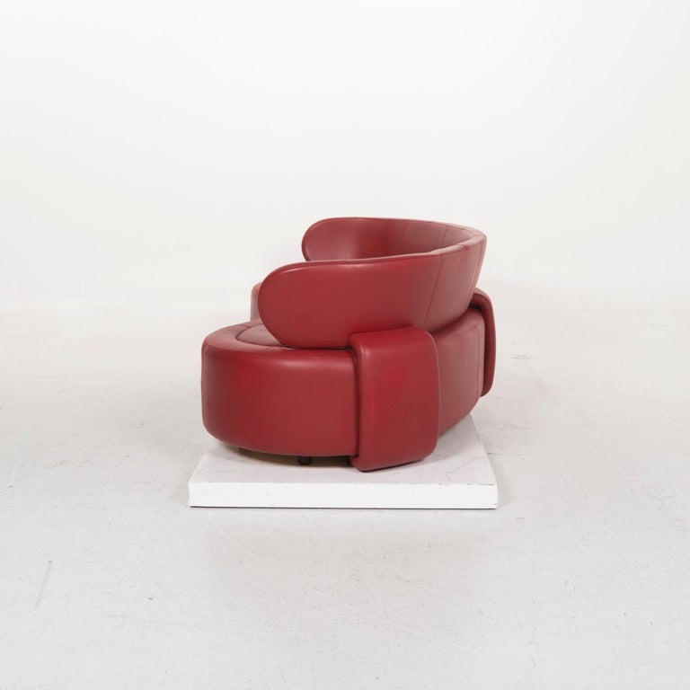 Boconcept Alpha Leather Sofa Red Two-Seat For Sale at 1stDibs