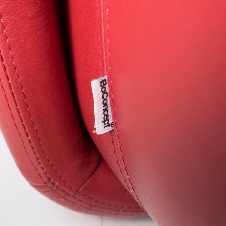 Boconcept Alpha Leather Sofa Red Two-Seat For Sale at 1stDibs