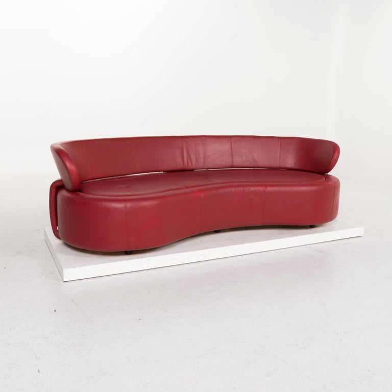 Boconcept Alpha Leather Sofa Red Two-Seat For Sale at 1stDibs