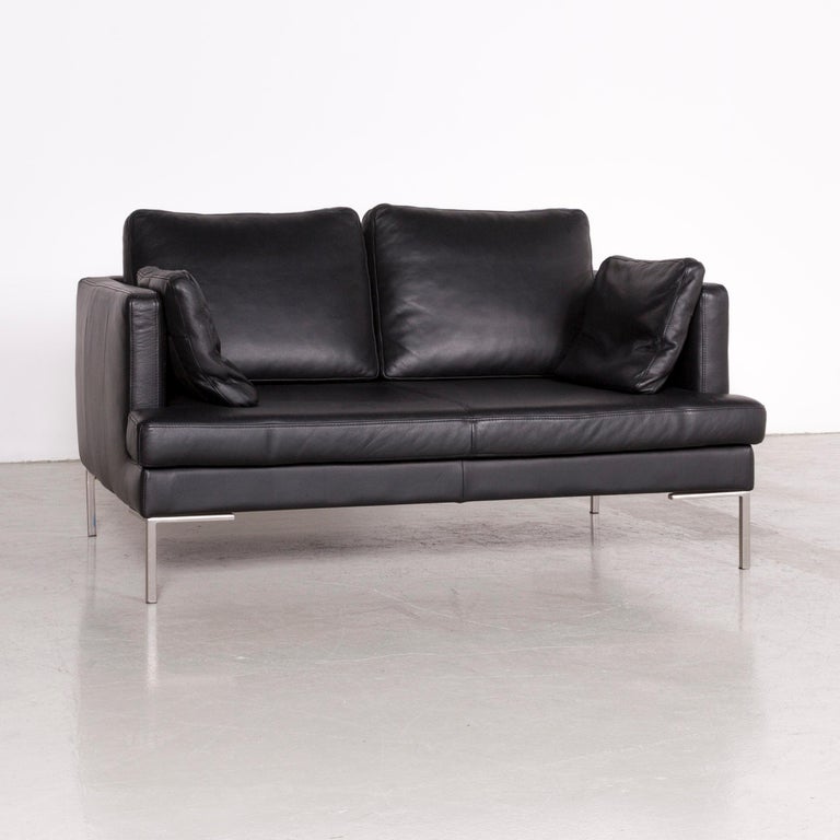 Boconcept Designer Leather Sofa Black Two-Seat Couch For Sale at 1stDibs