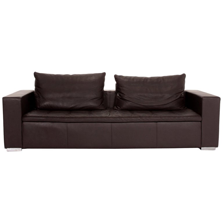 BoConcept Mezzo Leather Sofa Brown Dark Brown Three-Seat Couch For Sale ...