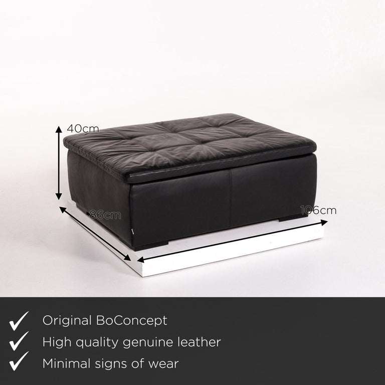 BoConcept Mezzo Leather Sofa Set Black 1 Corner Sofa 1 Stool For Sale ...
