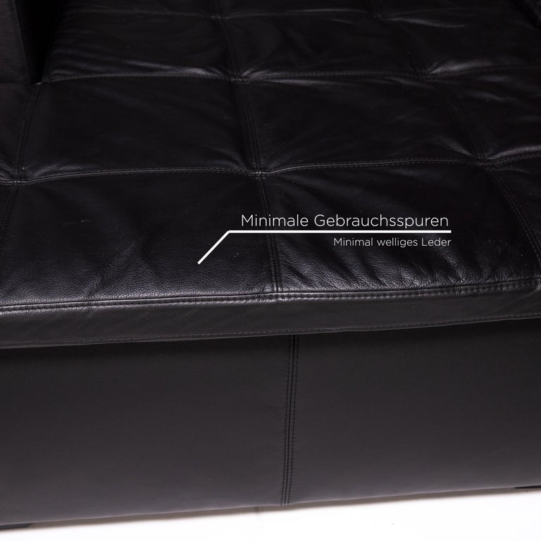 BoConcept Mezzo Leather Sofa Set Black 1 Corner Sofa 1 Stool For Sale ...