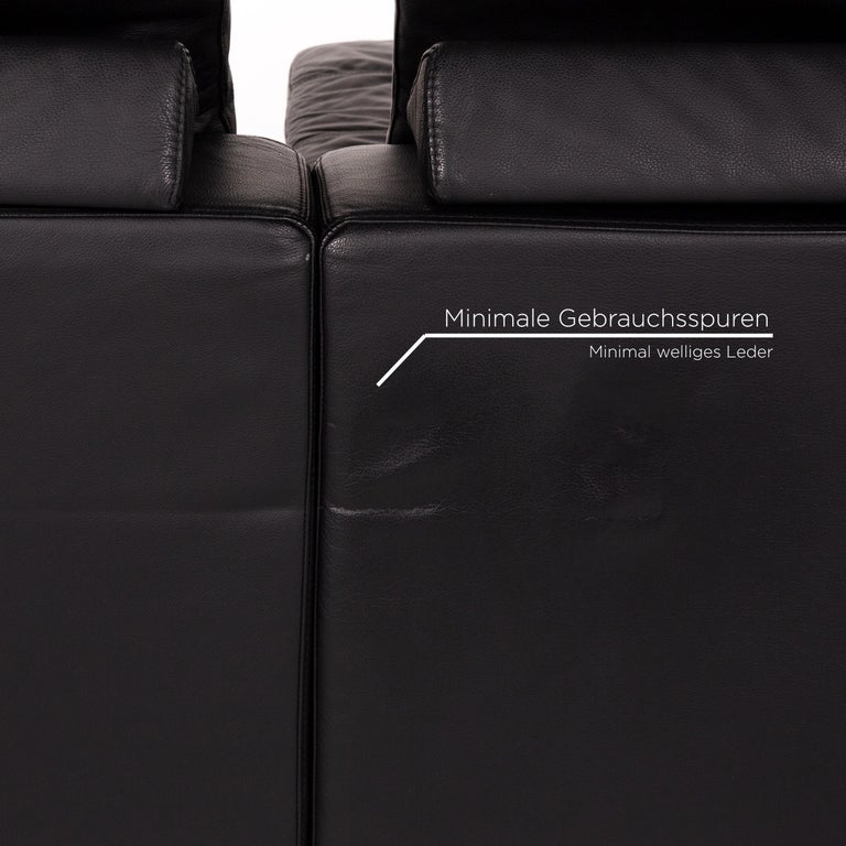 BoConcept Mezzo Leather Sofa Set Black 1 Corner Sofa 1 Stool For Sale ...