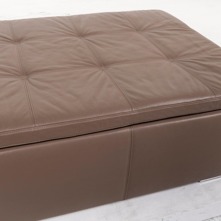 Boconcept Mezzo Leather Stool Brown Gray-Brown Ottoman For Sale at 1stDibs