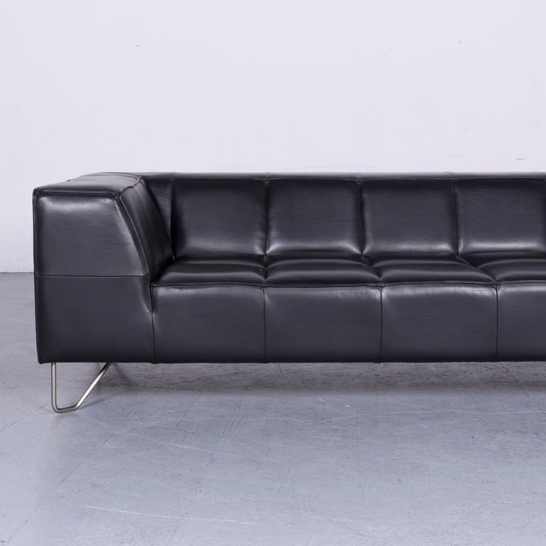 Boconcept Milos Designer Sofa Black Leather Three-Seat Couch at 1stDibs
