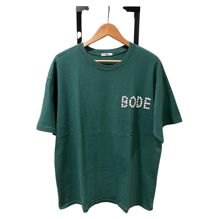 Bode Emerald Pearly Button Logo Oversized Green Tee For Sale at 1stDibs