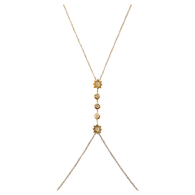 Body Chain Stars 14K Yellow Gold 0.10 Carat White Diamonds One-of-a ...