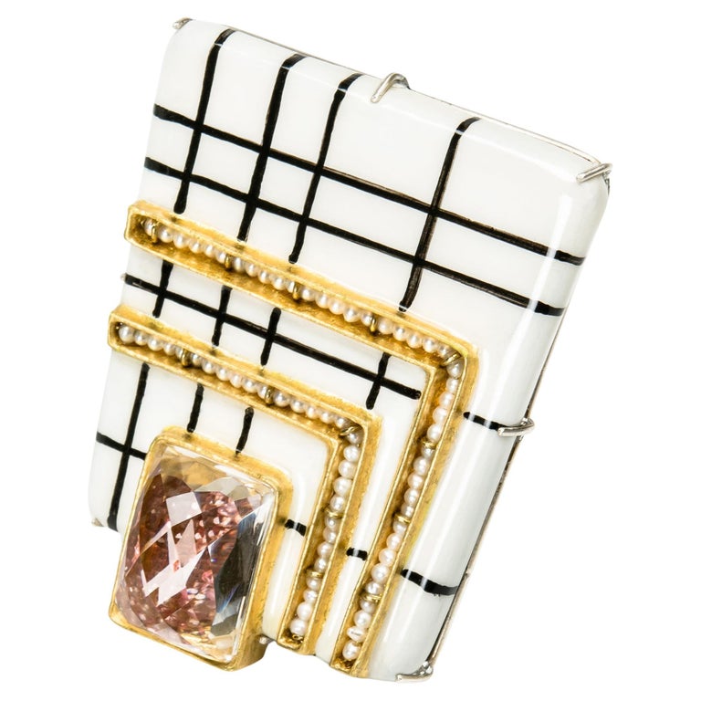 Bodyfurnitures Brooch: Double View Rock Crystal with Tourmalines ...