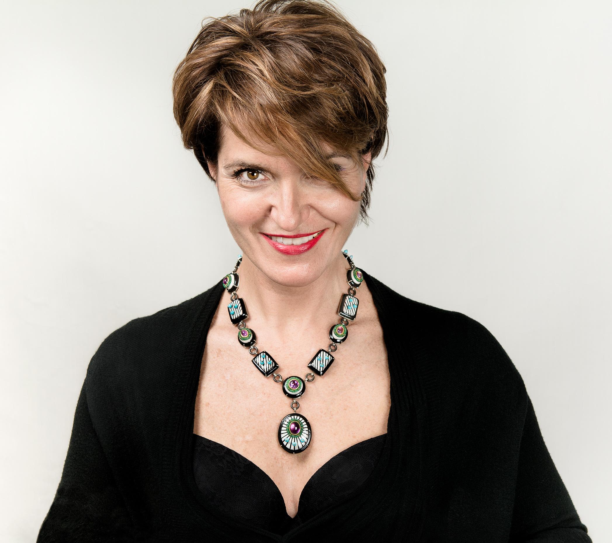 Bodyfurnitures Necklace, Handpainted Papier-mâché, Emeralds, Amethysts ...