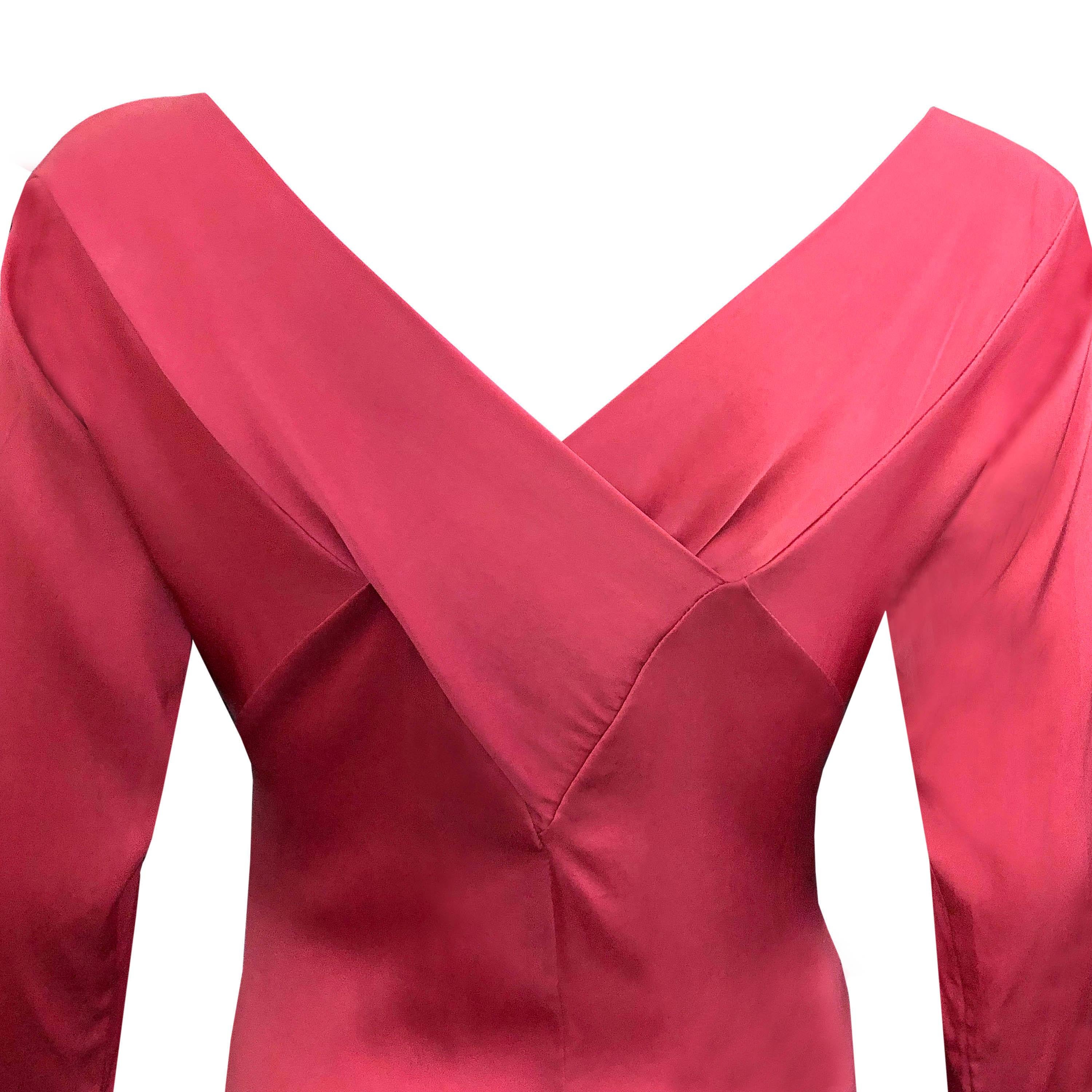 BodyMap Dress - Rare 1980s Vintage - Raspberry Pink Stretch Silk Lycra ...