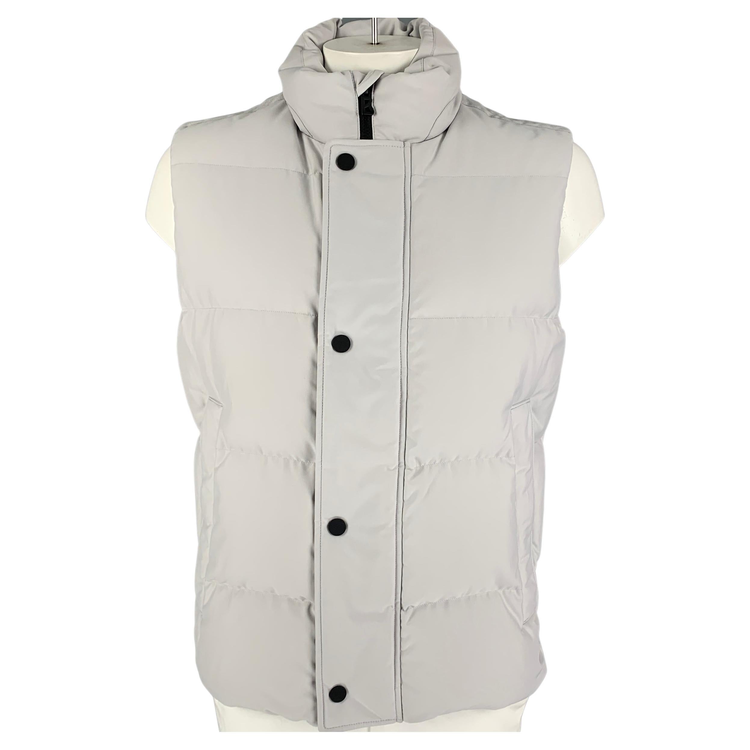 BOGNER Size M Grey Light Grey Quilted Zip and Snaps Vest For Sale at ...