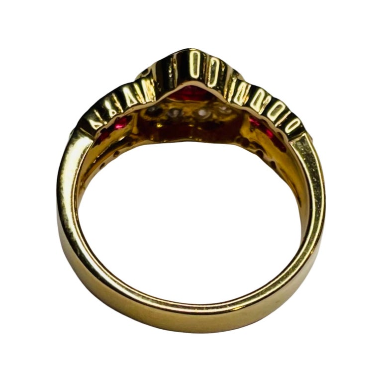 Bogo 18K Yellow Gold Heart Shaped Ruby and Diamonds Ring For Sale at ...