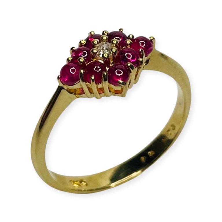 Bogo 18K Yellow Gold, Natural Ruby Diamond Ring For Sale at 1stDibs