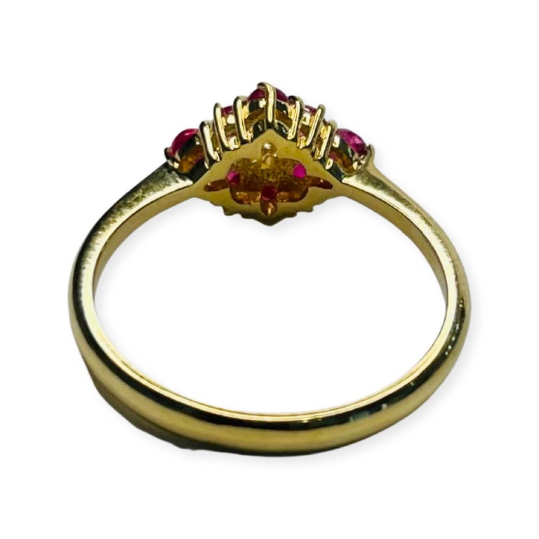 Bogo 18K Yellow Gold, Natural Ruby Diamond Ring For Sale at 1stDibs
