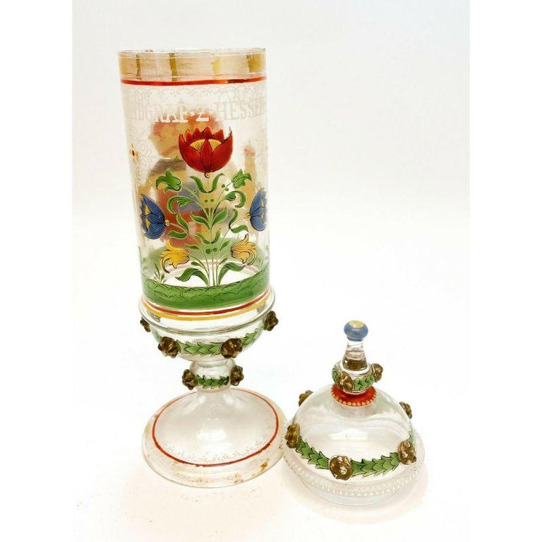 Bohemian Art Glass Lion Armorial Crest Pokal Cup, 19th Century or ...