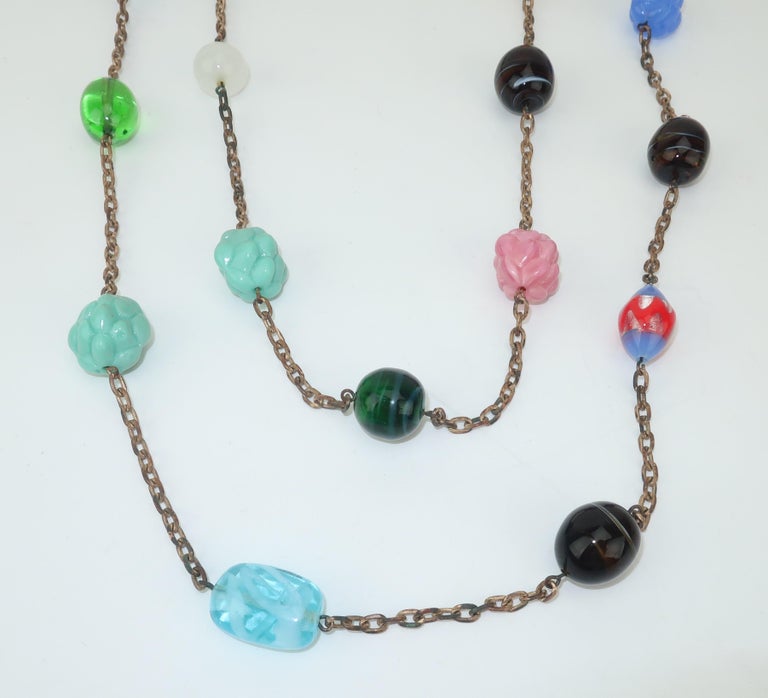 Bohemian Art Glass Opera Length Necklace at 1stDibs