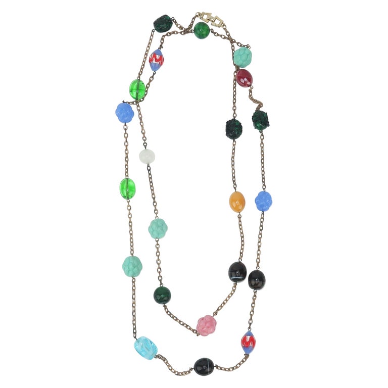Bohemian Art Glass Opera Length Necklace at 1stDibs