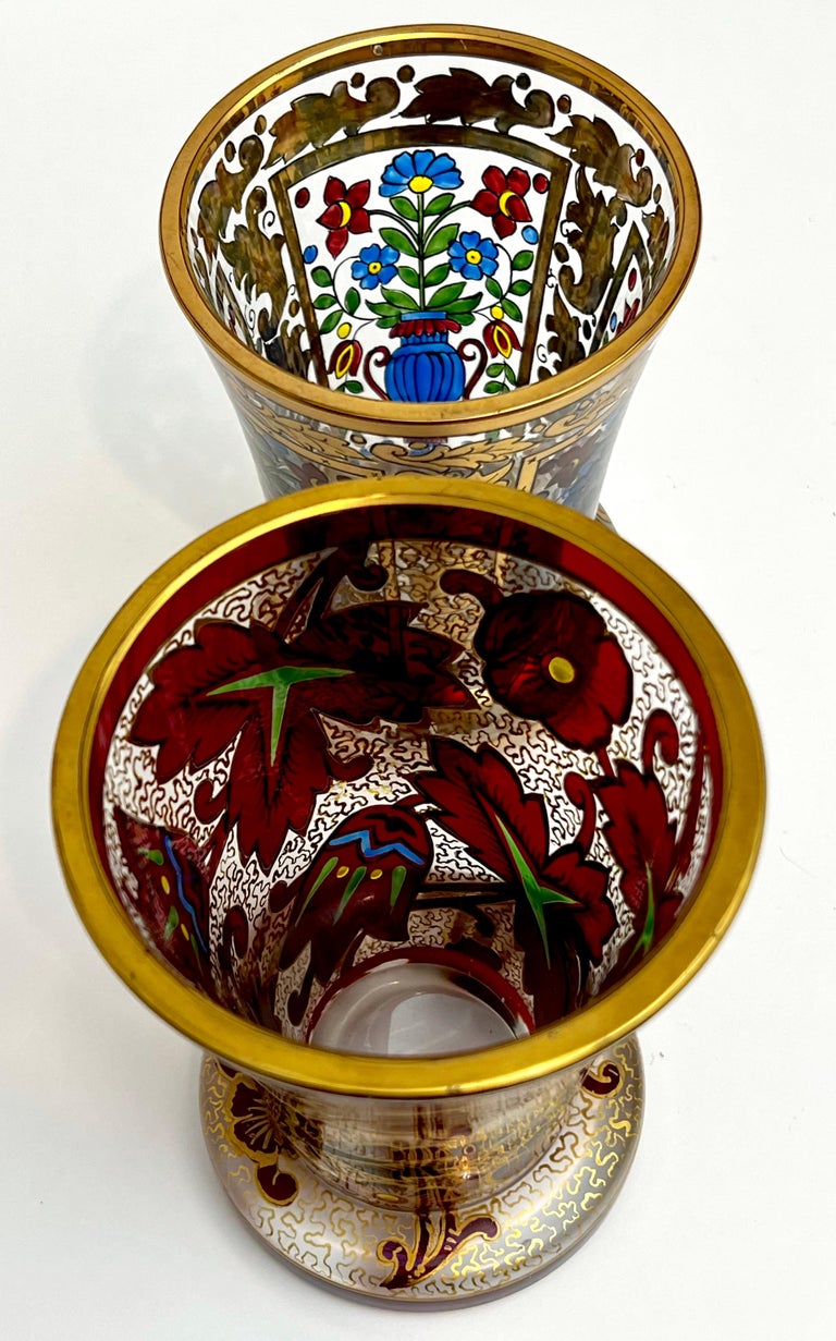 Bohemian Art Nouveau Glass Beakers or Vases by Julius Mulhaus For Sale ...