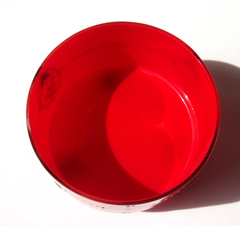 Bohemian Enamelled Loetz Red Tango Glass Box and Cover by Dagobert ...