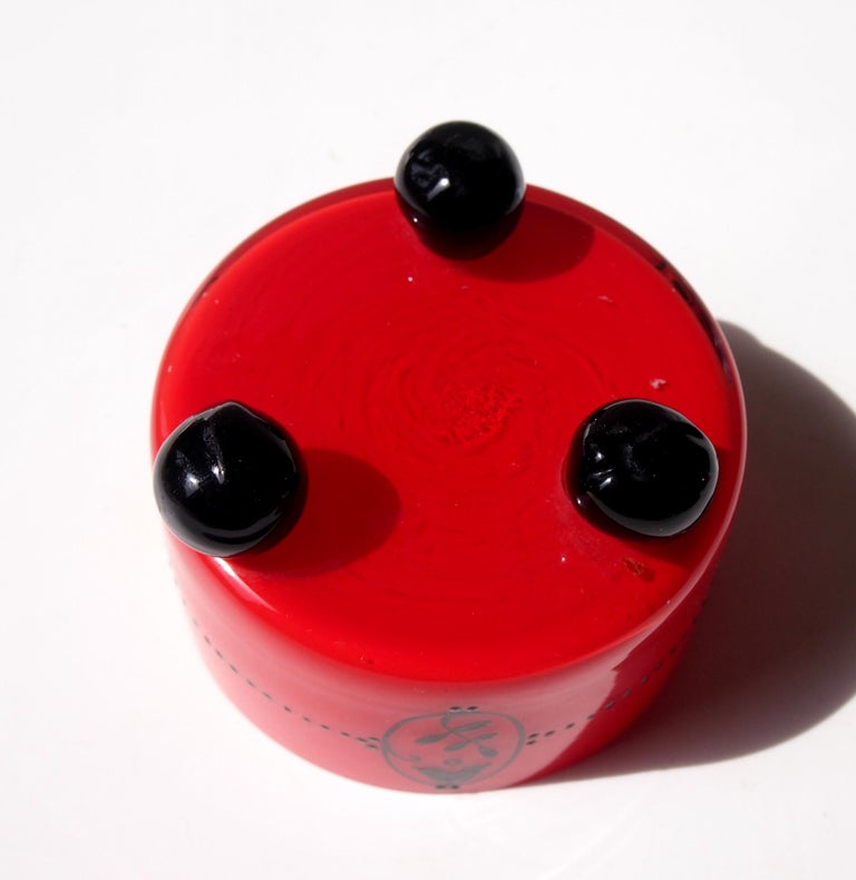 Bohemian Enamelled Loetz Red Tango Glass Box and Cover by Dagobert ...