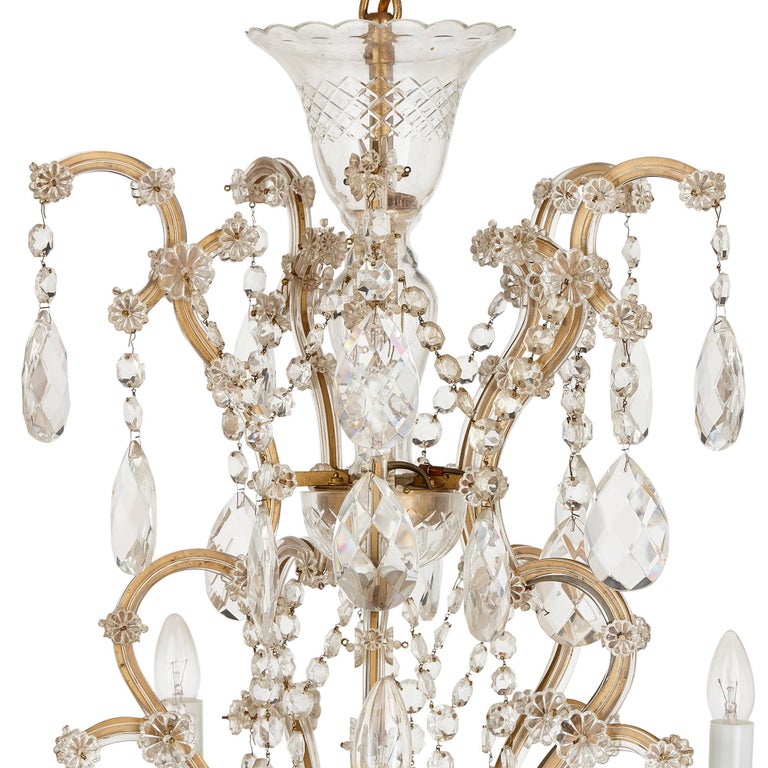 Bohemian Facet Cut Glass Rococo Style Chandelier For Sale at 1stDibs