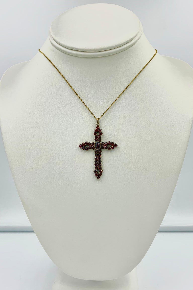 Bohemian Garnet Cross Pendant Necklace Antique Victorian at 1stDibs ...