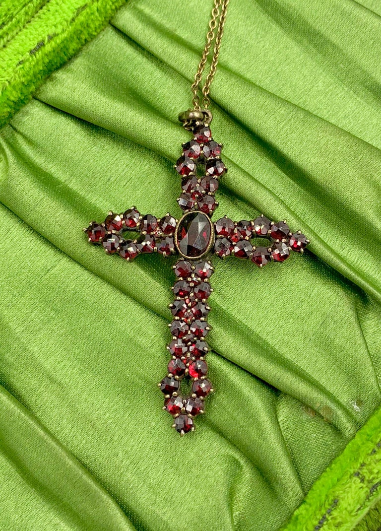 Bohemian Garnet Cross Pendant Necklace Antique Victorian at 1stDibs ...