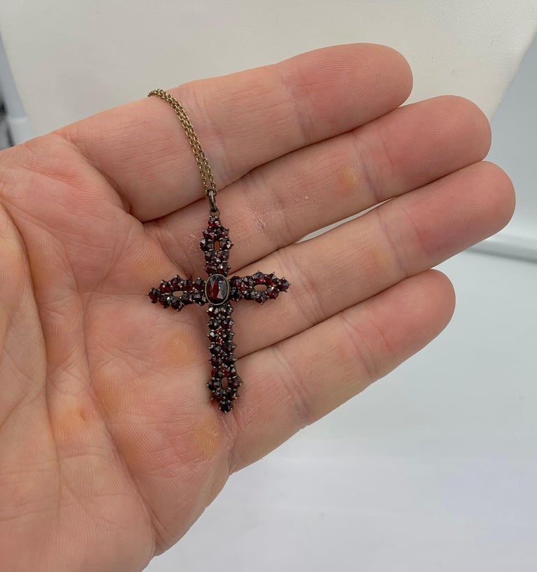 Bohemian Garnet Cross Pendant Necklace Antique Victorian at 1stDibs ...