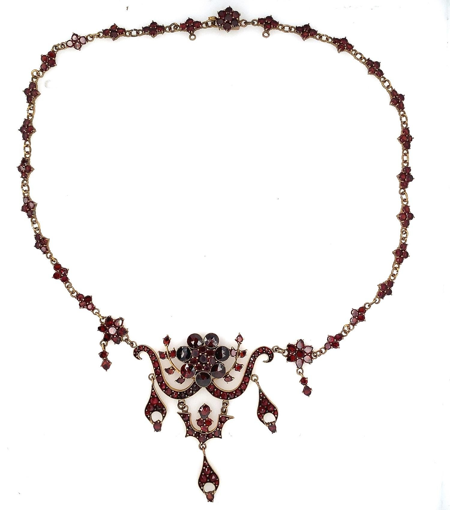 Bohemian Garnet Necklace Rosette with drops For Sale at 1stDibs ...