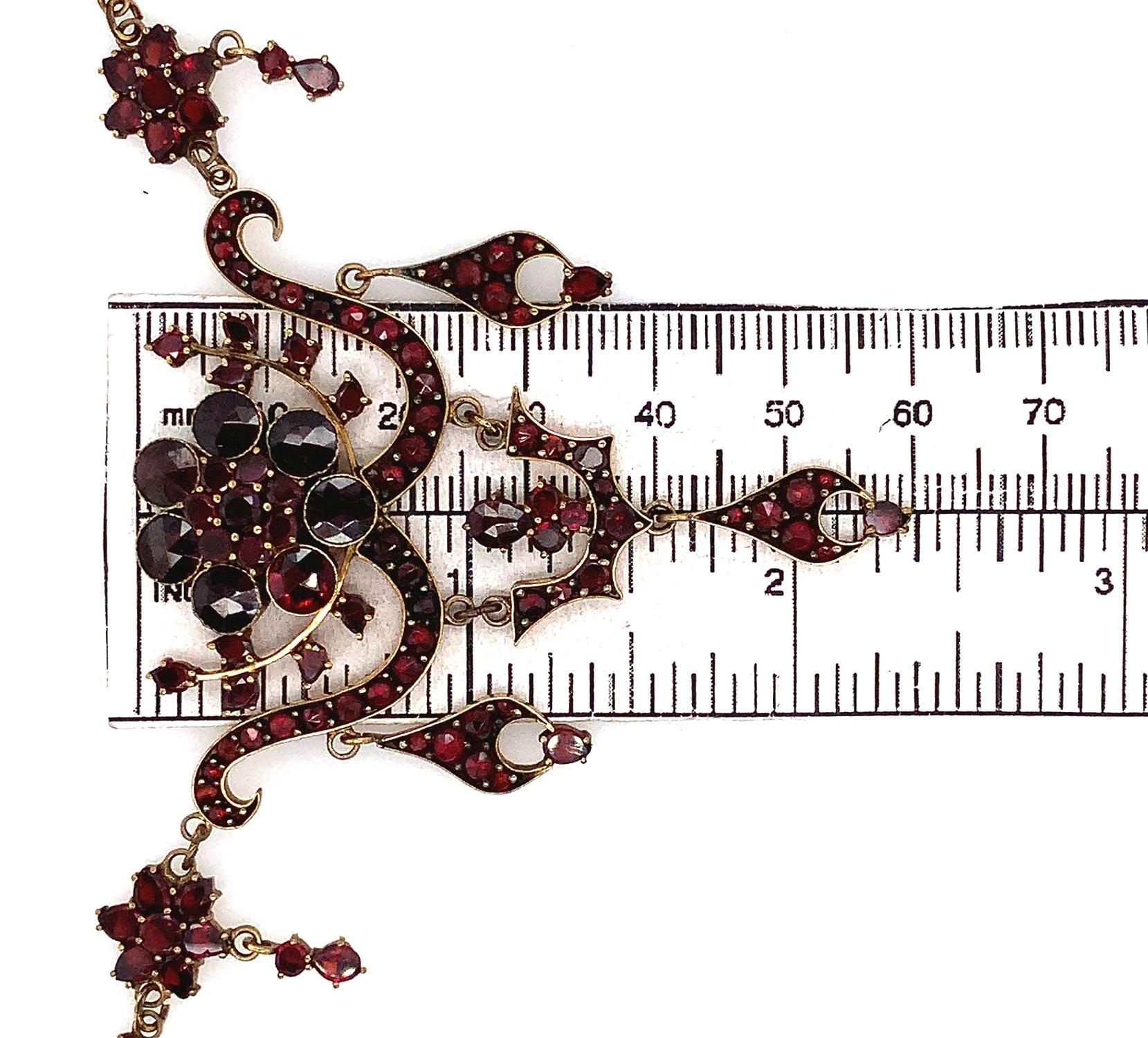 Bohemian Garnet Necklace Rosette with drops For Sale at 1stDibs ...