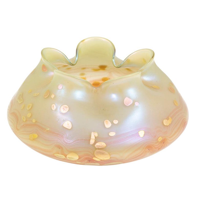Bohemian Glass Bowl Loetz Cytisus Red Green Orange Gold circa 1902 ...